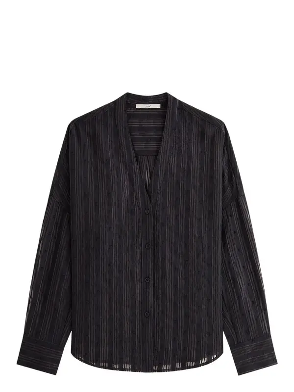 Kith Carmyn Sheer Striped Cardigan Shirt - Black
