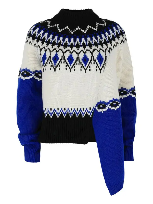 Alexander McQueen Fair Isle Draped Knit Sweater - Cream