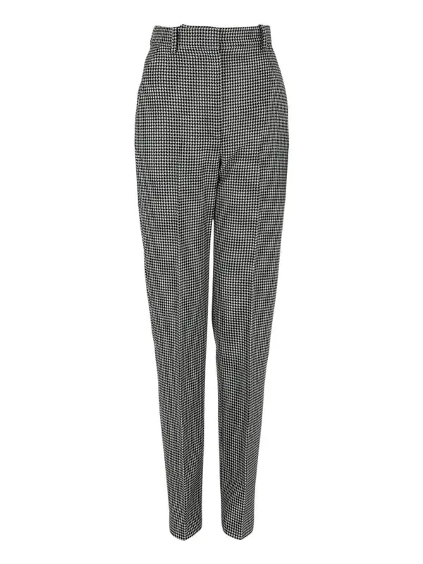 Alexander McQueen Houndstooth Wool Pants - Black