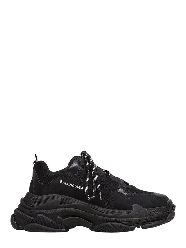Balenciaga Triple S Distressed Sneakers - Black