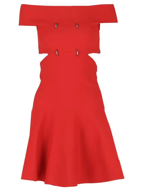 Alexander McQueen Off-shoulder Sliced Mini Dress 'lust - Red