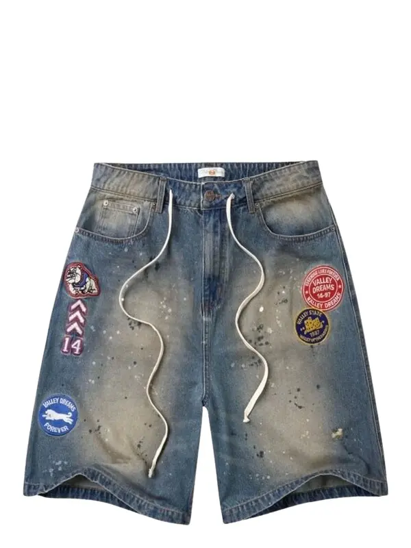 VALE FOREVER Paradise Denim Shorts With Appliqué Detailing - Blue