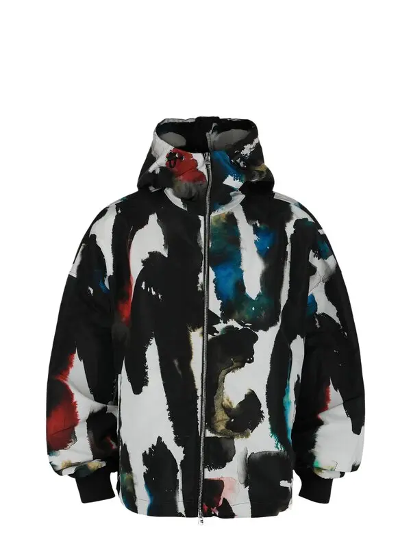 Alexander McQueen Watercolor Graffiti Hooded Windbreaker - Multicolor
