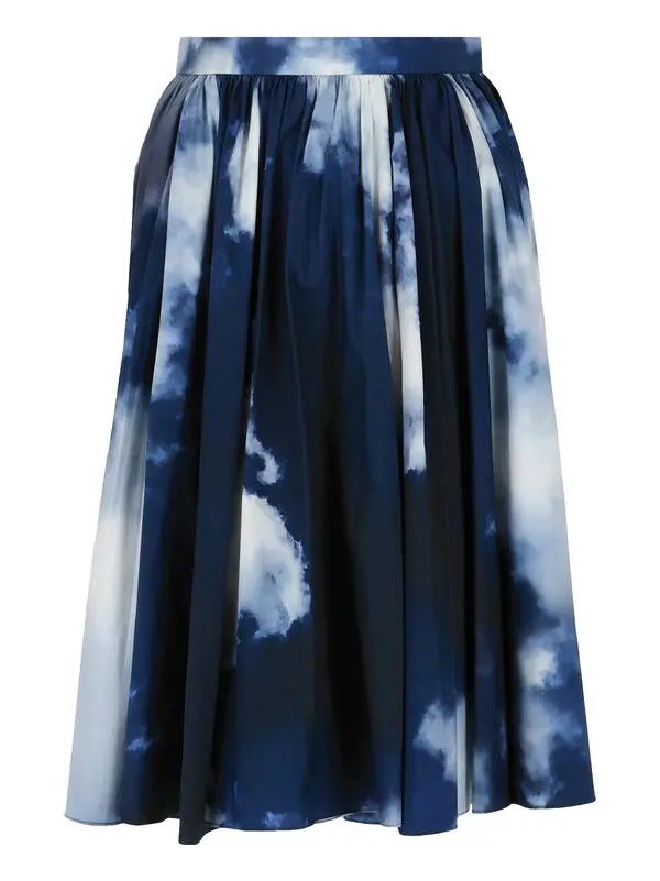 Alexander McQueen A-line Skirt With Cloud Print - Blue