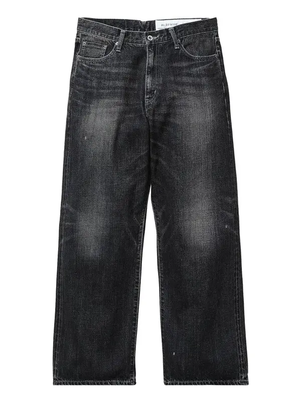 NEIGHBORHOOD Wide Leg Washed Denim Pants - Black