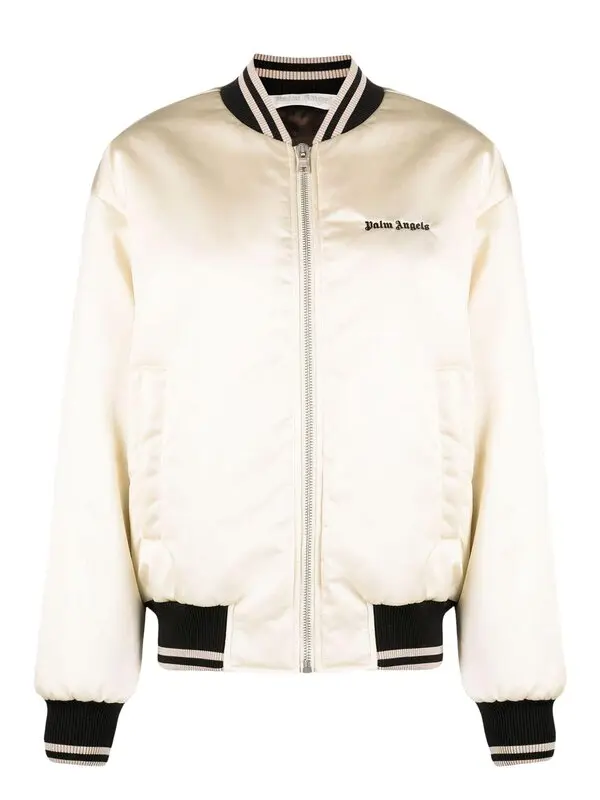 Palm Angels Classic Logo Bomber Jacket - Cream