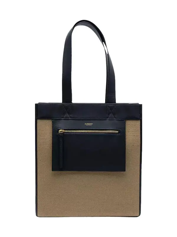 Burberry Canvas Combination Tote Bag - Black