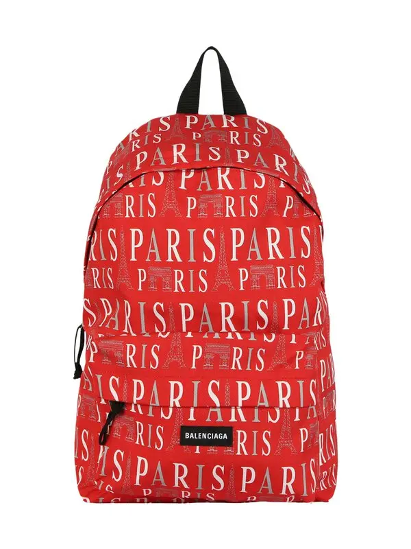 Balenciaga Paris Explorer Backpack /white - Red