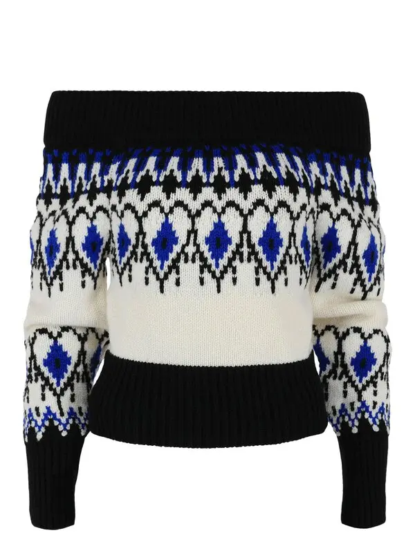 Alexander McQueen Fair Isle Off-the-shoulder Knit Sweater - Cream