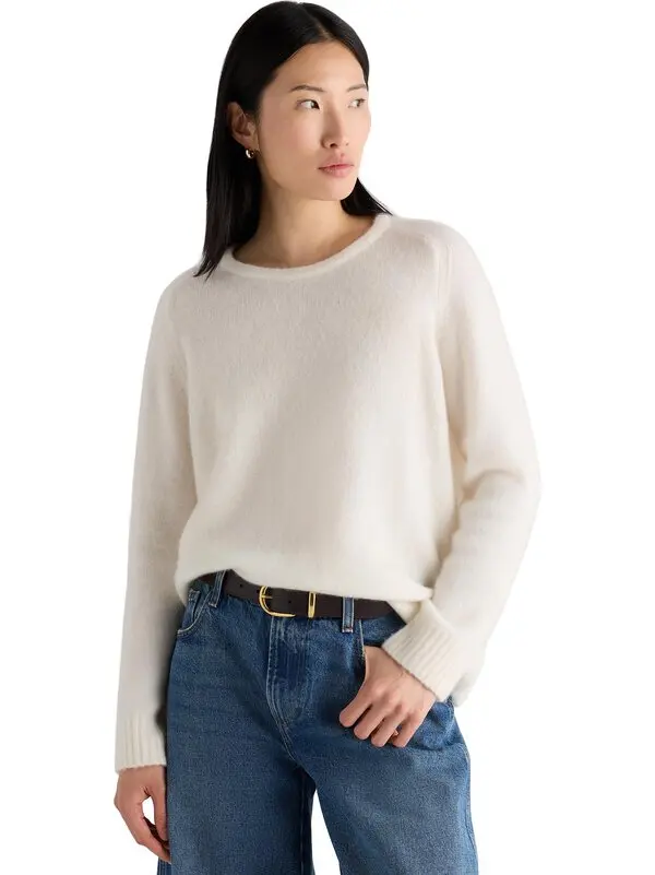 Quince Cashmere Silk Boucle Relaxed Crewneck Sweater - Cloud Ivory