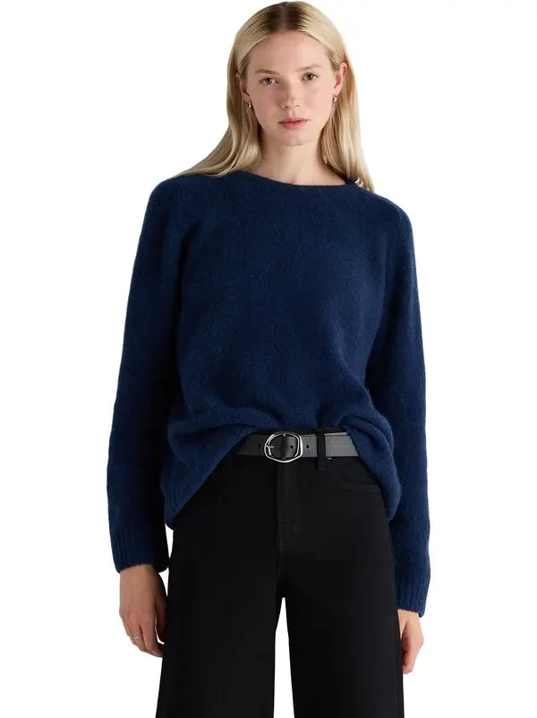 Quince Cashmere Silk Boucle Relaxed Crewneck Sweater - Soft Navy