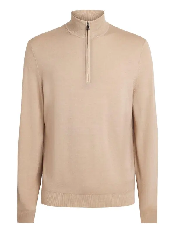 Bogner Virgin Wool Quarter-zip Sweater - Beige