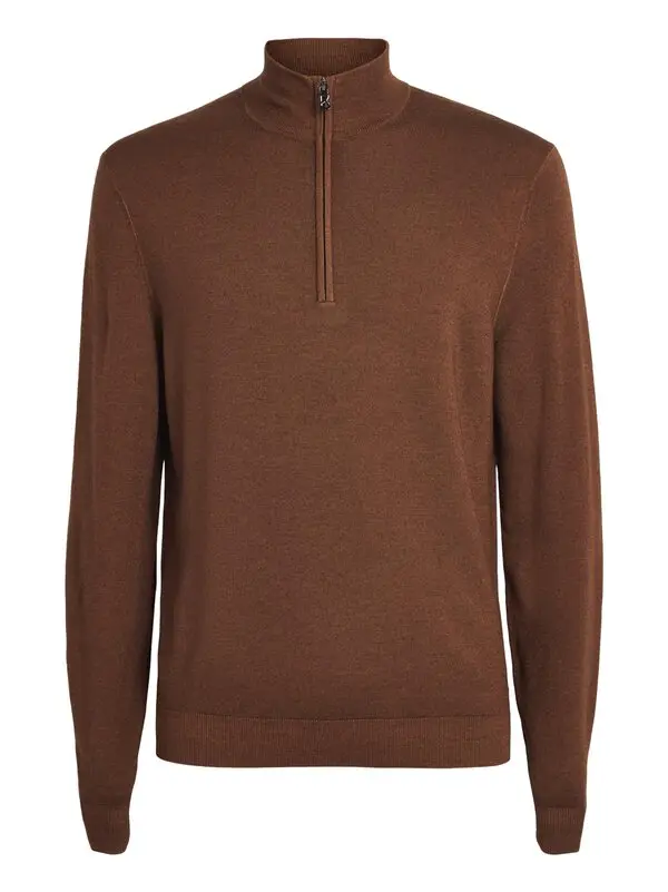 Bogner Virgin Wool Quarter-zip Sweater - Brown