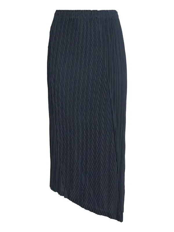 Issey Miyake Asymmetric Pleated Midi Skirt - Blue