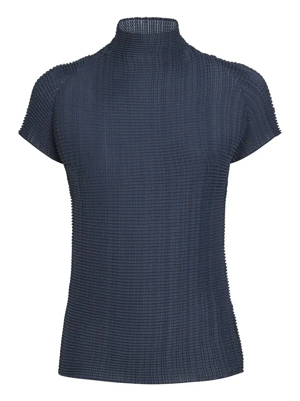 Issey Miyake Wooly Pleats Mock-neck Top - Blue