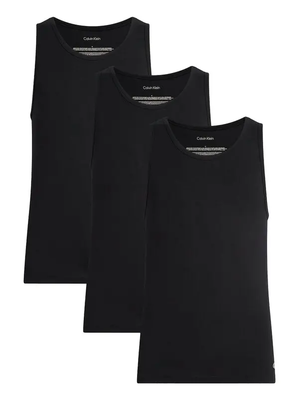 Calvin Klein Stretch-cotton Vests Pack Of 3 - Black