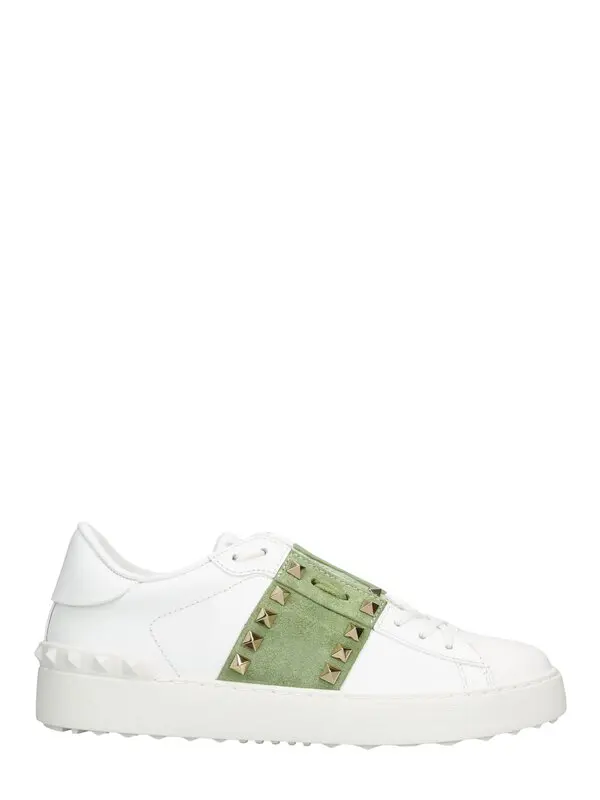 Valentino Garavani Leather Open Rockstud Sneakers - Green