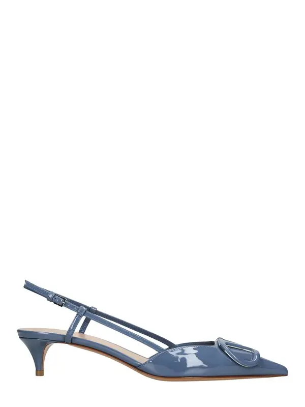 Valentino Garavani Leather Vlogo Slingback Pumps - Blue