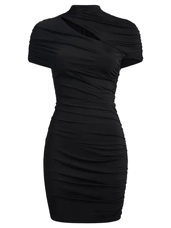 Balmain Jersey Draped Bodycon Mini Dress - Black
