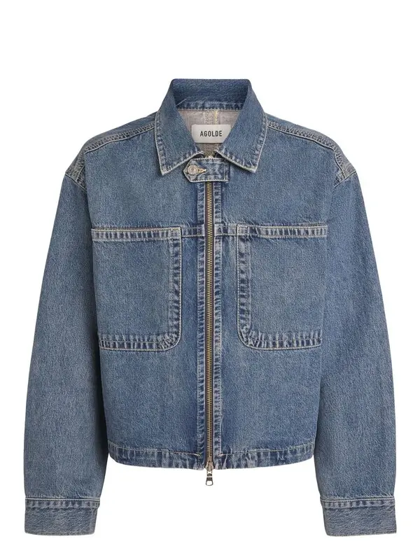 AGOLDE Croydon Relaxed Fit Zip-up Denim Jacket - Blue