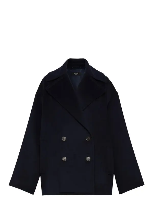 Max Mara Virgin Wool Short Coat - Navy