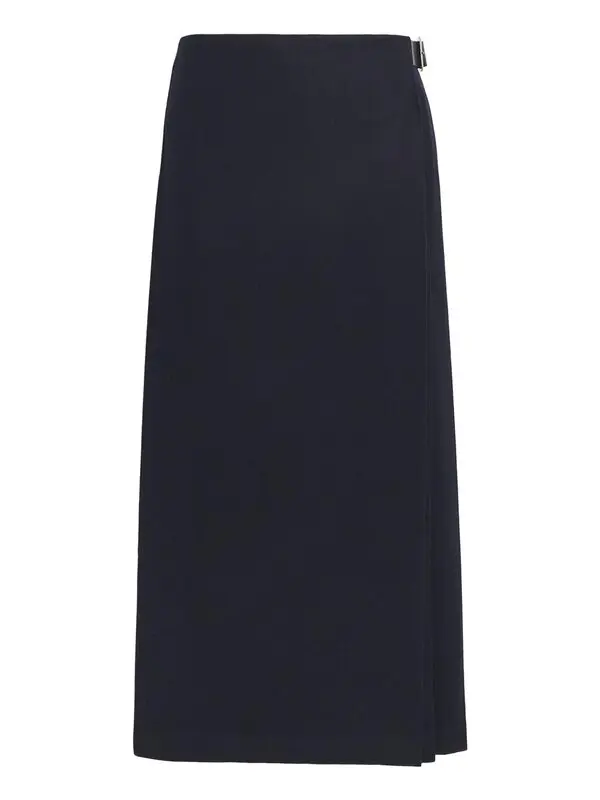 Johnstons Of Elgin X Le Kilt Wool-cashmere Pleated Midi Skirt - Navy