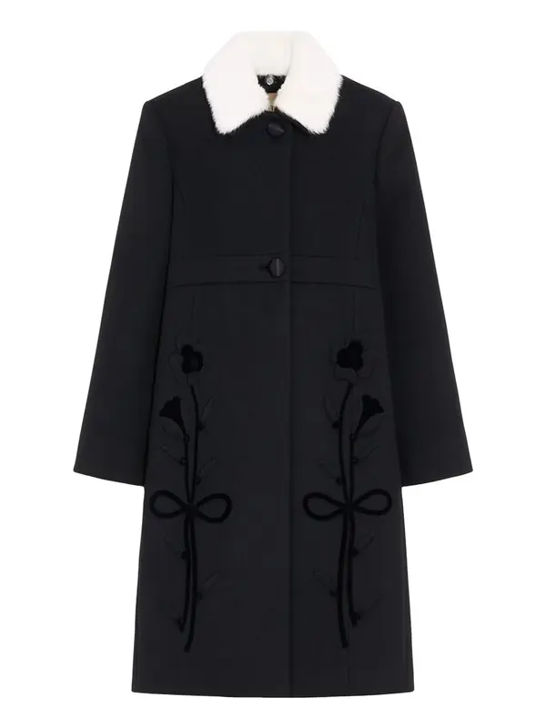 Valentino Garavani Wool-cashmere Embroidered Coat - Black