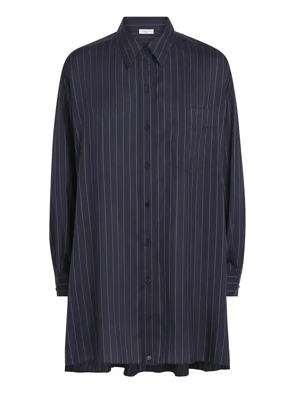 Lafayette 148 New York Silk-blend Pinstripe Shirt - Black