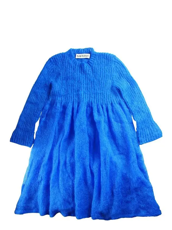 TRAMP IN DISGUISE Hand-knitted Mohair Jumper Dress - Blue