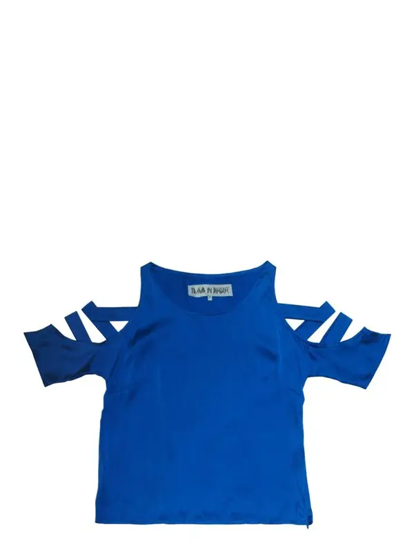 TRAMP IN DISGUISE Thexilope Top With Cut-out Shoulder Detail - Blue