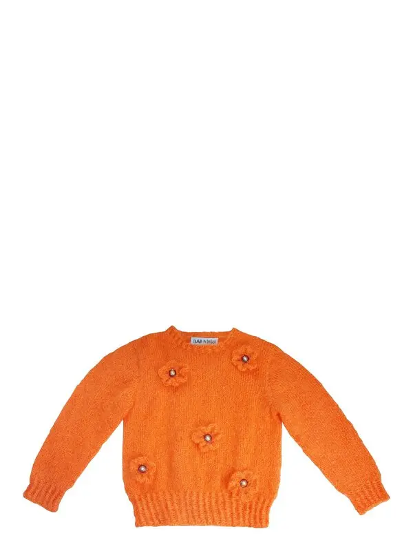 TRAMP IN DISGUISE Lilly Jumper Hand Knitted Mohair Pullover - Orange