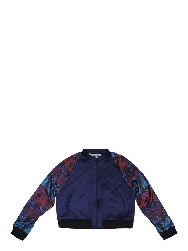 TRAMP IN DISGUISE Ursula Bomber Jacket With Printed Raglan Sleeves - Blue