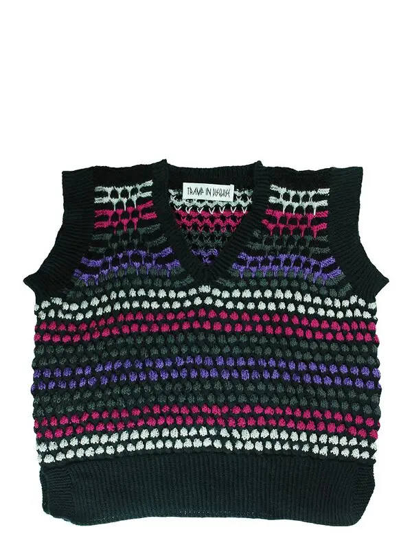 TRAMP IN DISGUISE Hand-knitted Bobble Textured Vest - Pink