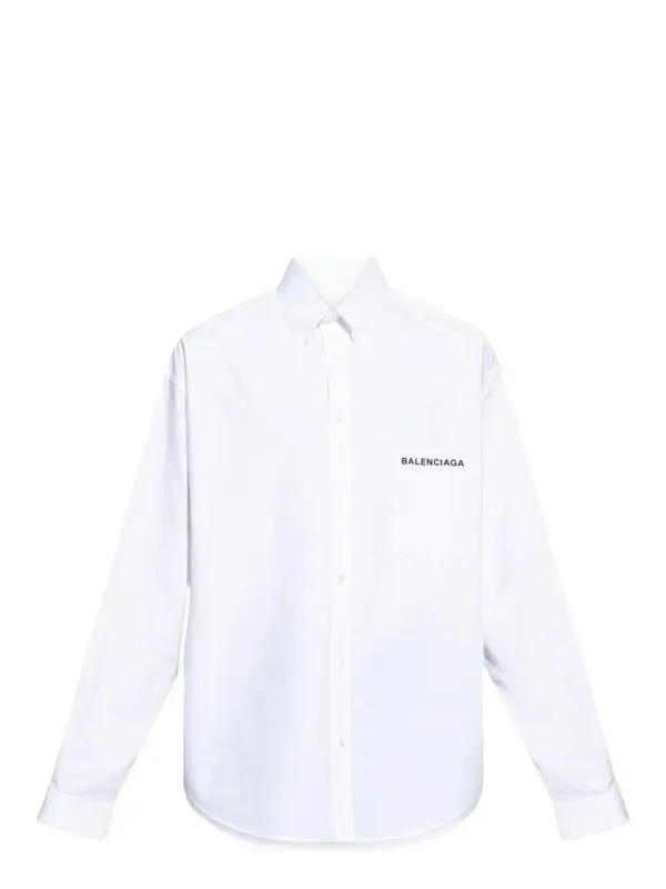 Balenciaga Logo Cotton Shirt - White