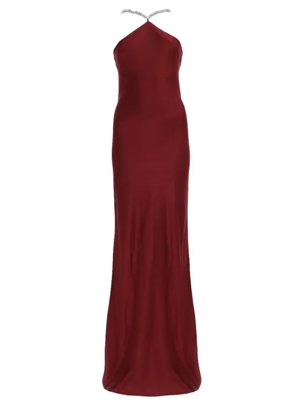 Staud Halter Neck Satin Gown - Red