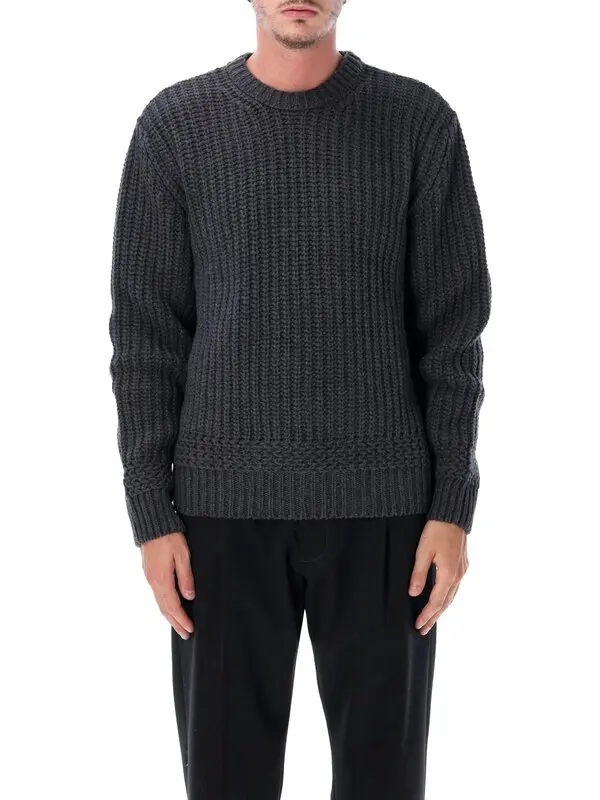 A.p.c. Chunky Ribbed Crewneck Sweater In Recycled Wool - Grigio