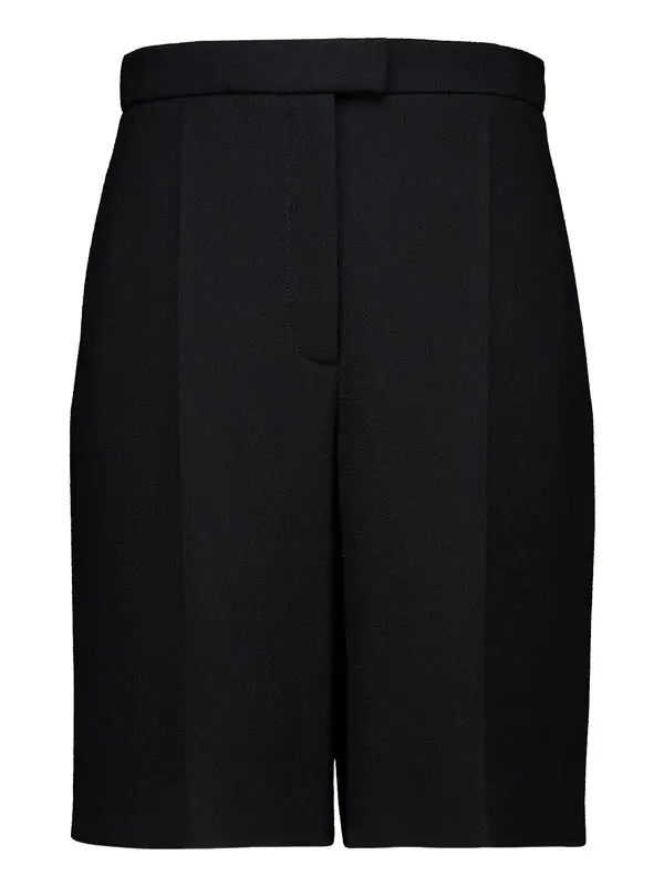 Valentino Garavani Virgin Wool Mini Shorts With Hook-and-eye Closure - Nero