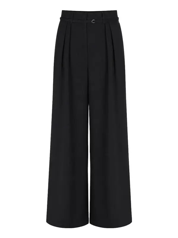 Dries Van Noten Pleated Wide-leg Wool Trousers - Black