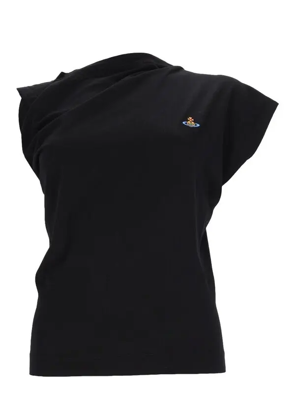 VIVIENNE WESTWOOD Sleeveless Cotton Graphic Top - Black