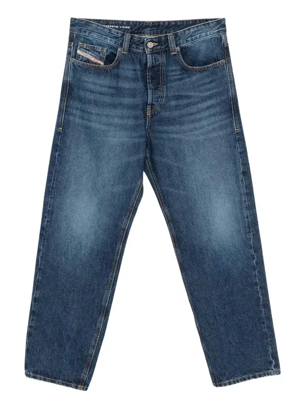 DIESEL® Regular Fit Drop Crotch Tapered Jeans - Blu