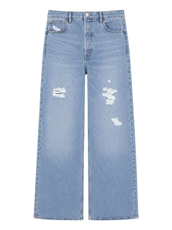 FRAME Distressed Wide-leg Jeans - Denim