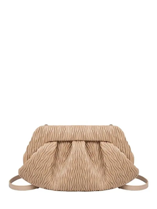 THEMOIRE Ruched Crossbody Bag - Beige