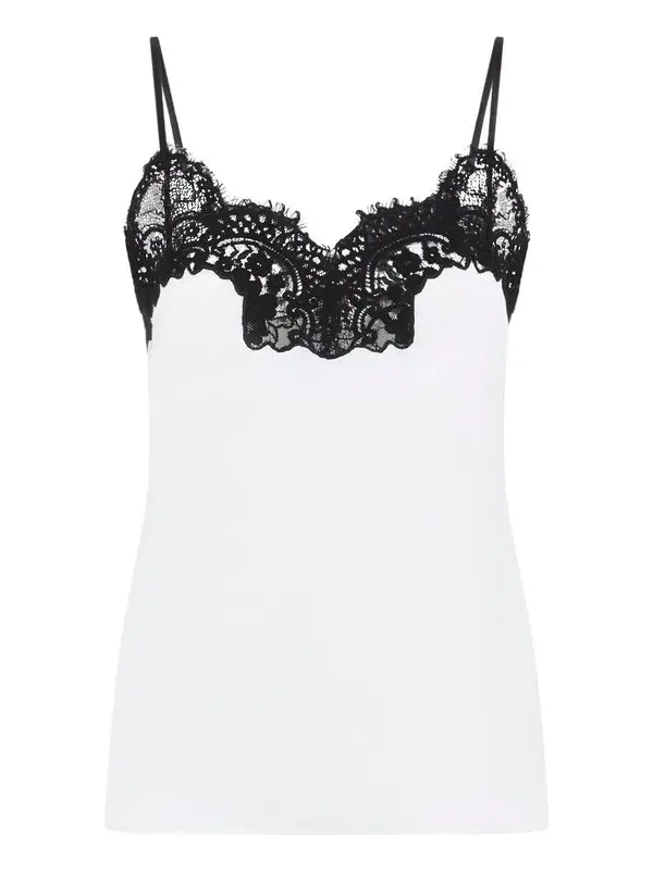 Co Silk Lace Trim Camisole - White
