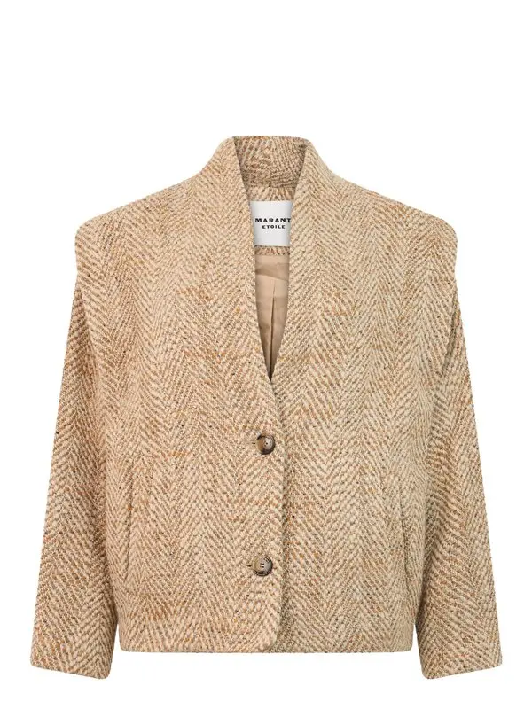 MARANT ETOILE Cropped Button-front Wool-blend Jacket - Beige