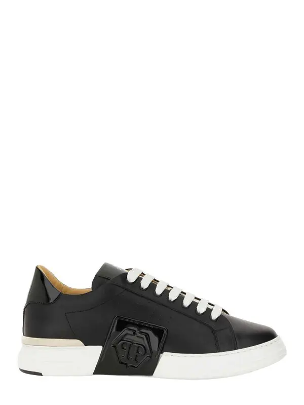 Philipp Plein Calf Leather Sneakers With Embossed Logo Detailing - Black