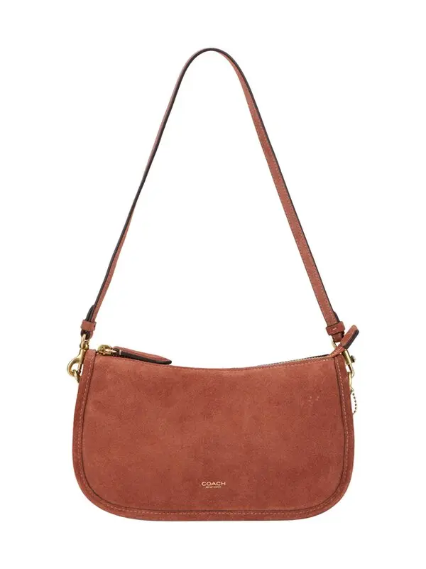COACH Suede Oval Shoulder Handbag - Brown