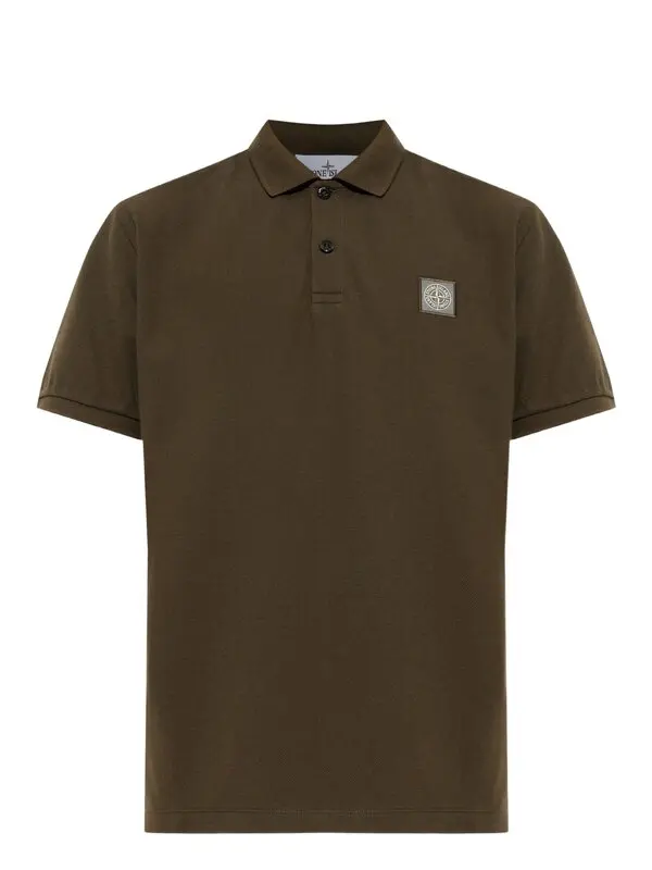 Stone Island Logo-patch Short-sleeve Polo Shirt - Coalgrey
