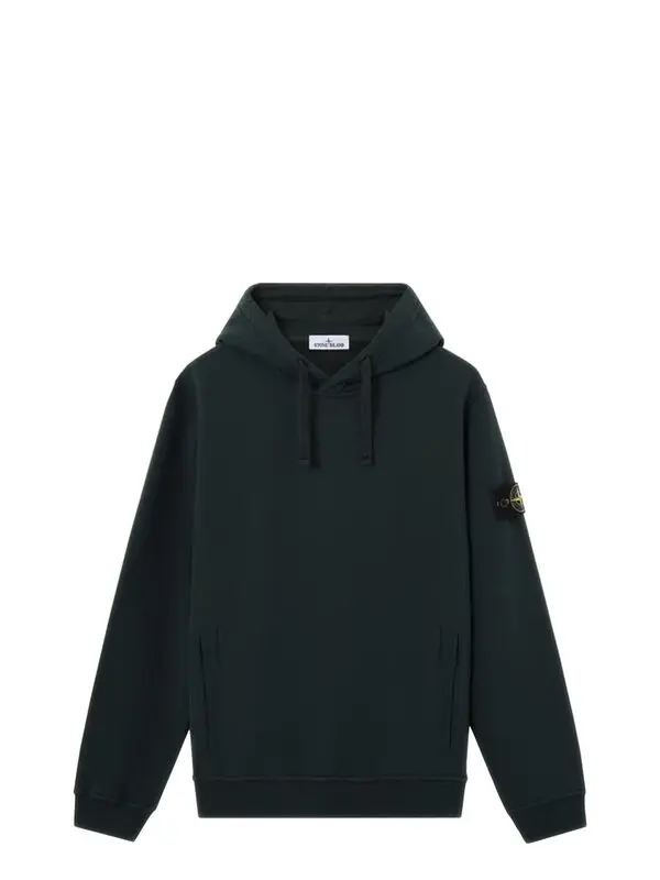 Stone Island Inspired Cotton Half-zip Sweatshirt With Ribbed Trims - Verde
