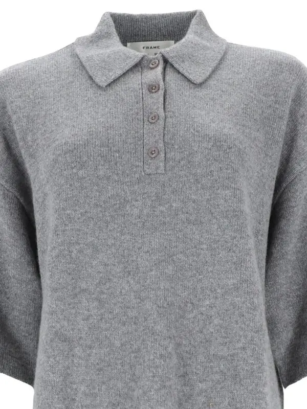 FRAME 100% Cashmere Polo Shirt - Grey