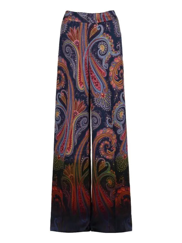 Etro Paisley Print Wide-leg Pants - Multicolour
